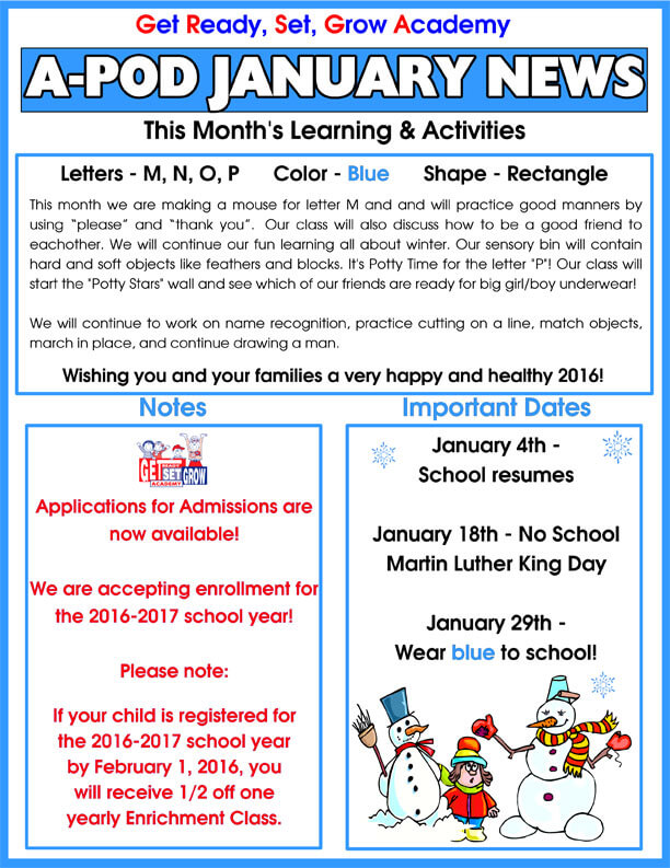 Delray Beach Day Care Facility | Monthly Newsletter