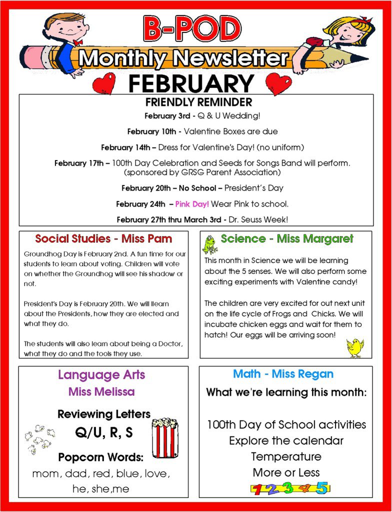 Monthly Newsletters - Get Ready Set Grow