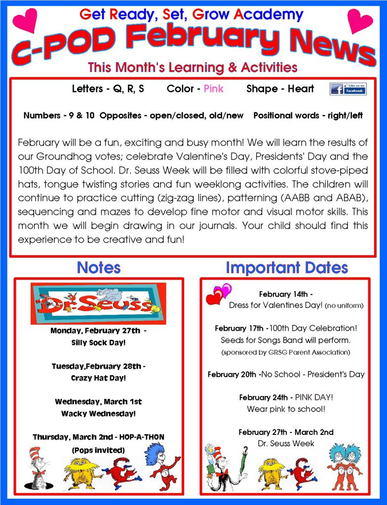 Monthly Newsletters - Get Ready Set Grow